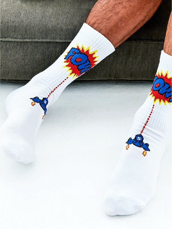Men's White Crew Socks with Fighter Aircraft Print - Gay Men's Kink And ...