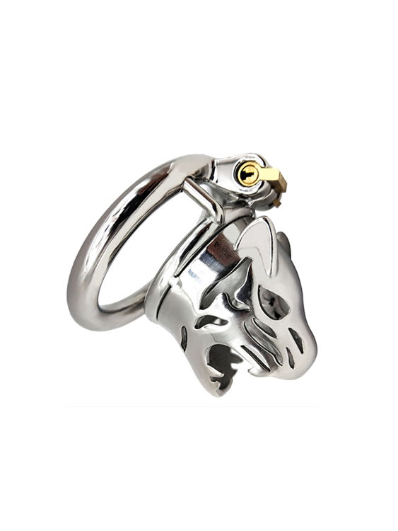 Tiger King Stainless Steel Locking Chastity Cage For Gay Men – White Sock